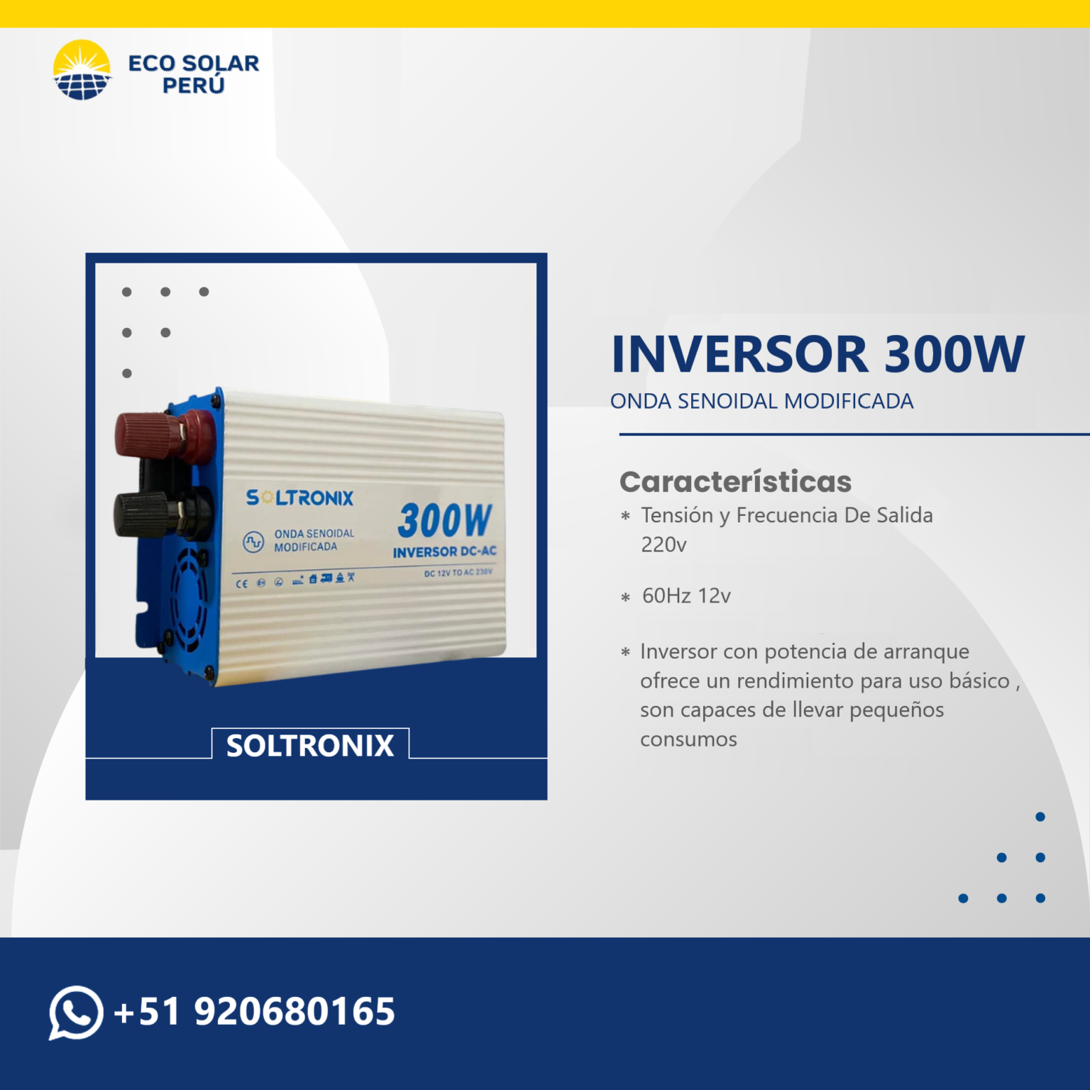 INVERSOR ONDA MODIFICADA 300W 12v SOLTRONIX - Paneles solares en Perú , Kits Solares Perú ...