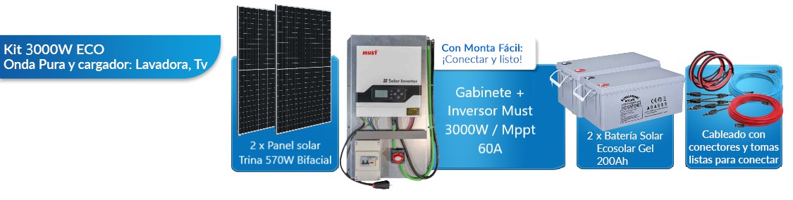 Kit Panel Solar Perú 3000W / 6,840Wh/Dia Onda Pura - Paneles solares en ...